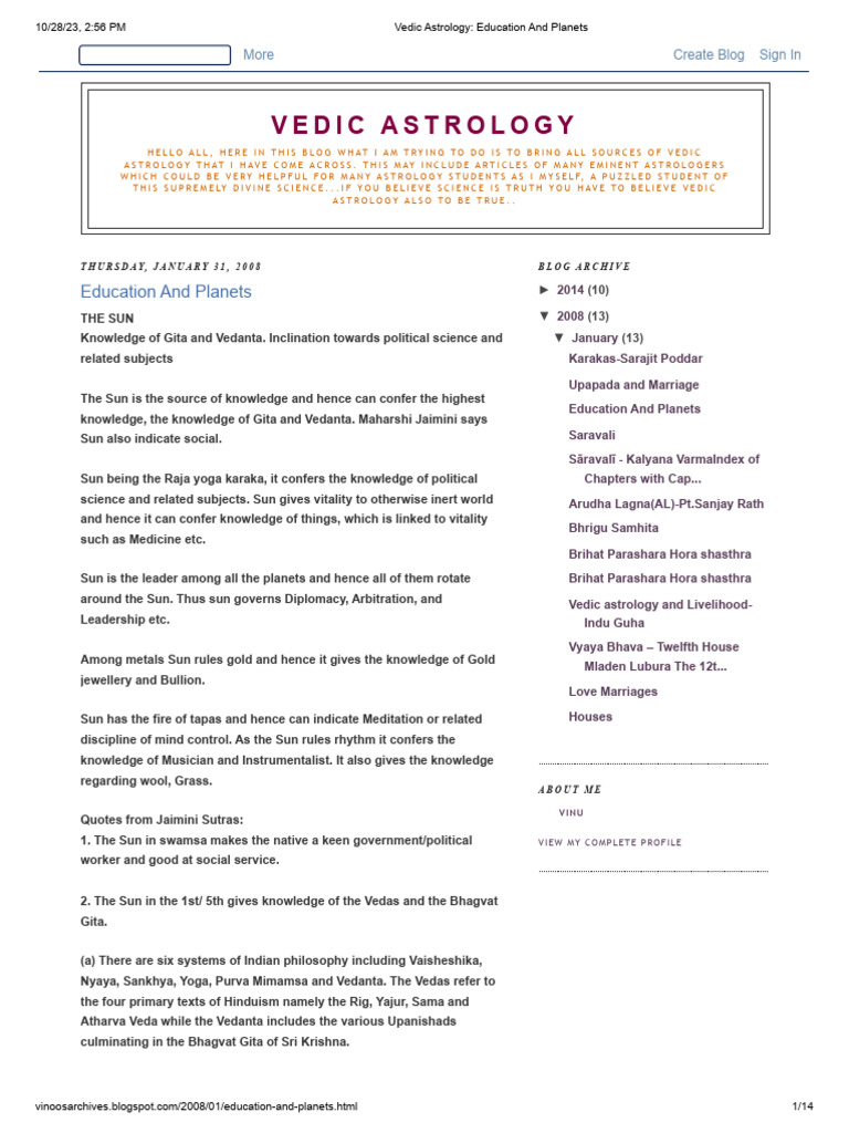 Vedic Astrology: Education Insights | PDF | Planets In Astrology ...
