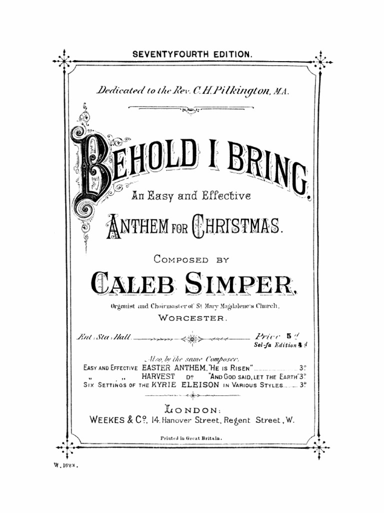 Behold I Bring - Caleb Simper | PDF