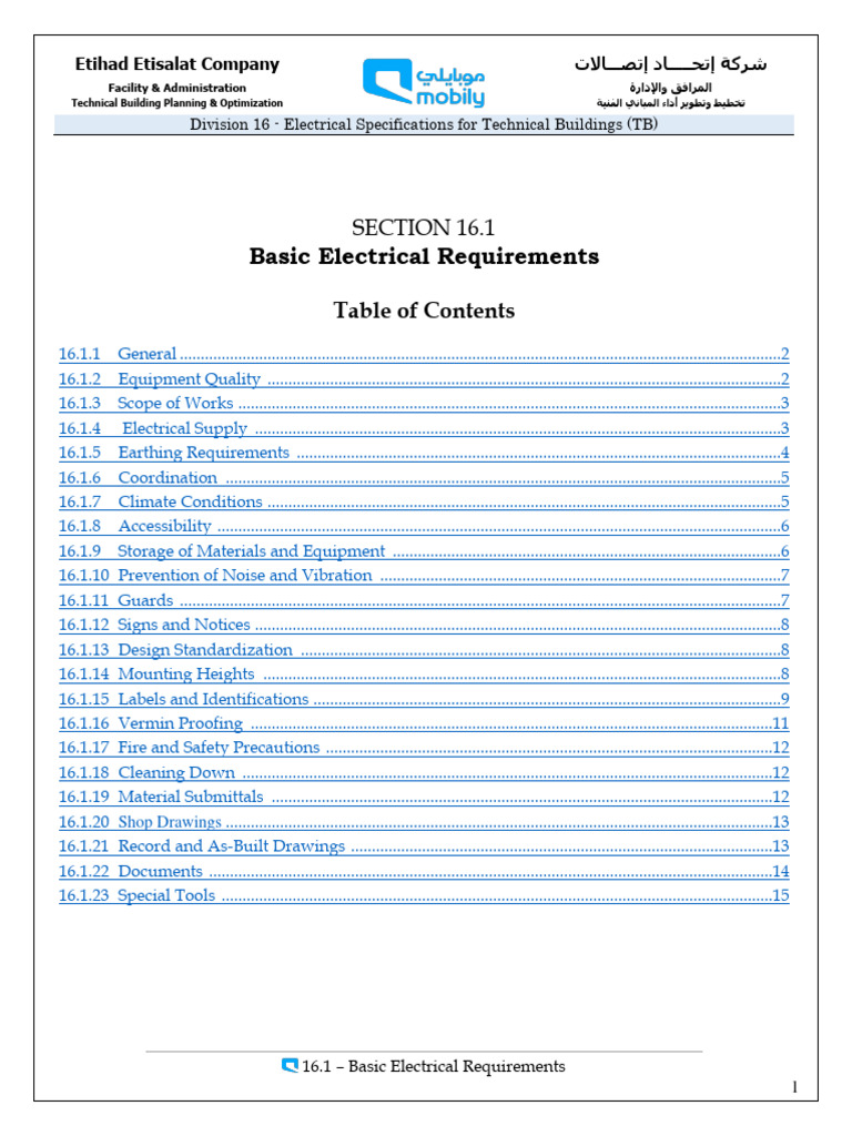 16.1 - Basic Elec Requirements | PDF