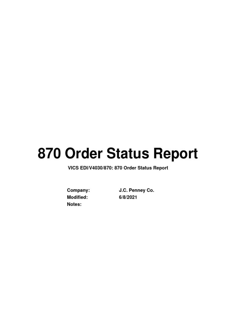 JCPenney EDI 870 Order Status Report | PDF