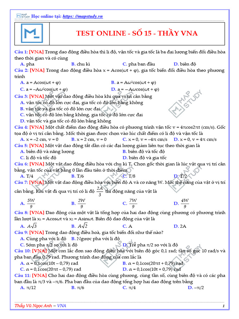 Thi TH KSCL Toán - Lý | PDF
