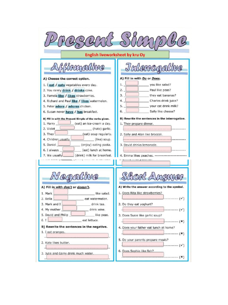 Activity Present Simple | PDF