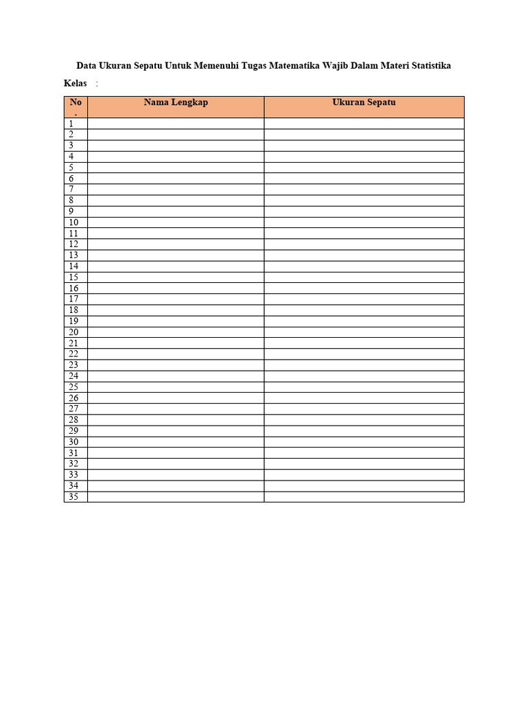 Data Ukuran Sepatu | PDF