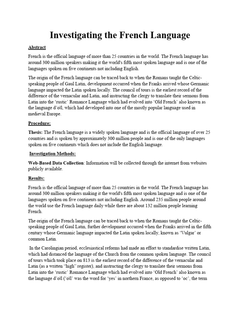 Investigating The French Language Amasha 8D | PDF