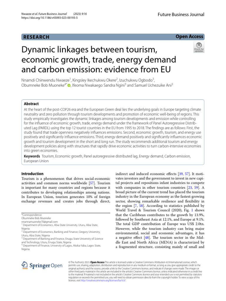 Dynamic Linkages Between Tourism, Economic Growth, Trade, Energy Demand ... Dynamic Linkages Between Tourism, Economic Growth, Trade, Energy Demand ...