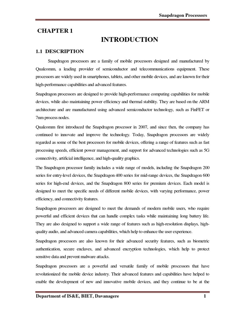 Snapdragon Processors Report | PDF | Multi Core Processor | Computer Science