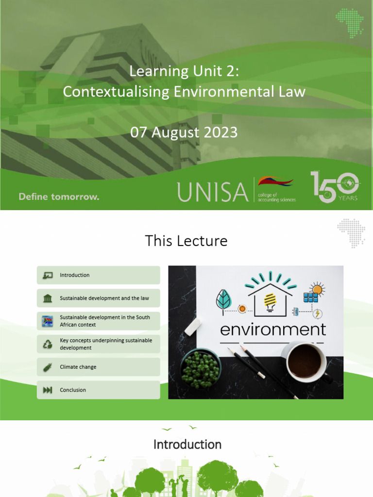 S2 Lecture 3 2023 LEG2601 - New | PDF | Sustainability | Sustainable Development