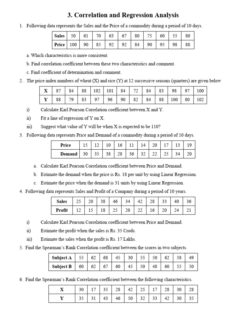 Correlation & Regression | PDF | Regression Analysis | Spearman's Rank Correlation Coefficient