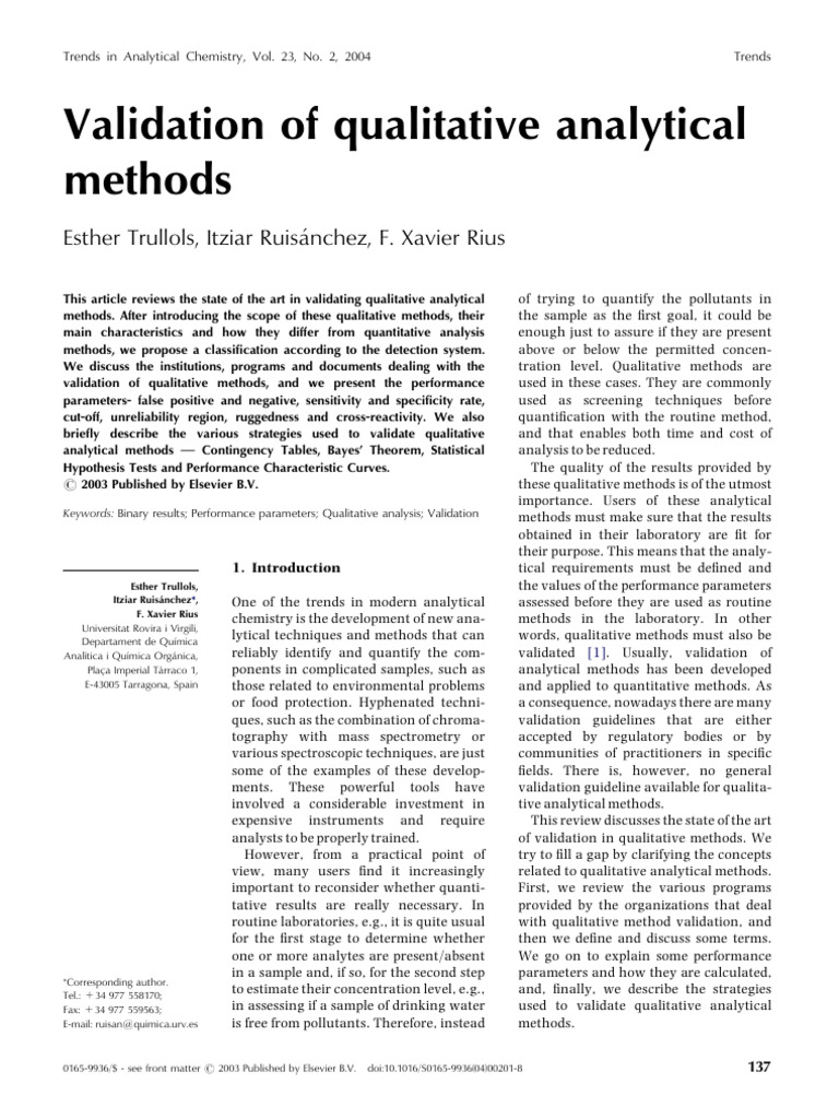 Validation - Qualitative Analytical Methods | PDF | Sensitivity And Specificity | Immunoassay