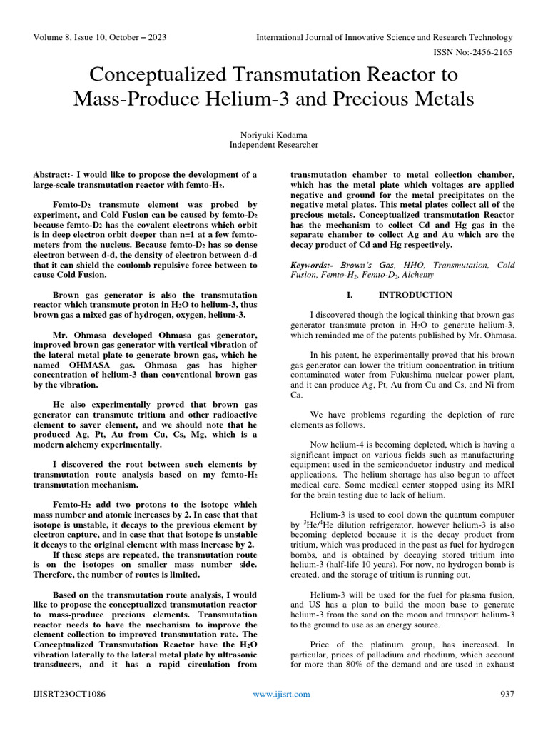 Conceptualized Transmutation Reactor To Mass-Produce Helium-3 and ...