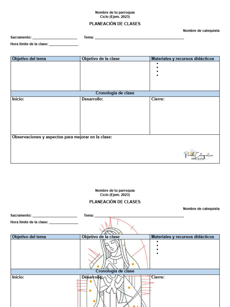 Formato de Planeación de Clases | PDF