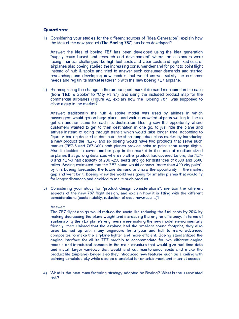 Boeing 7E7 Q's | PDF | Airline Hub | Airplane