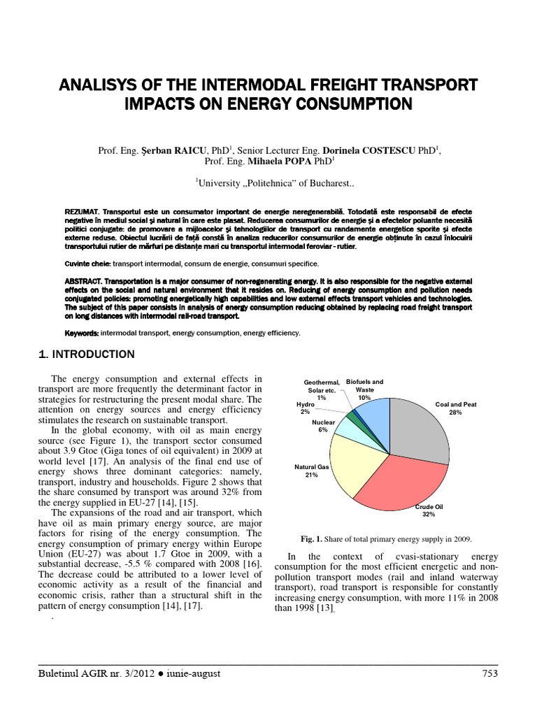 Analisys of The Intermodal Freight Transport | PDF | Transport | Energy Conservation