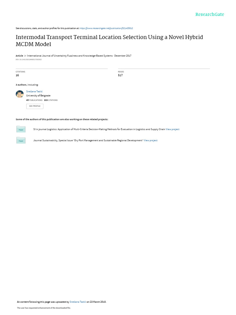 Intermodal Transport Terminal Location Selection Usinga Novel Hybrid ...