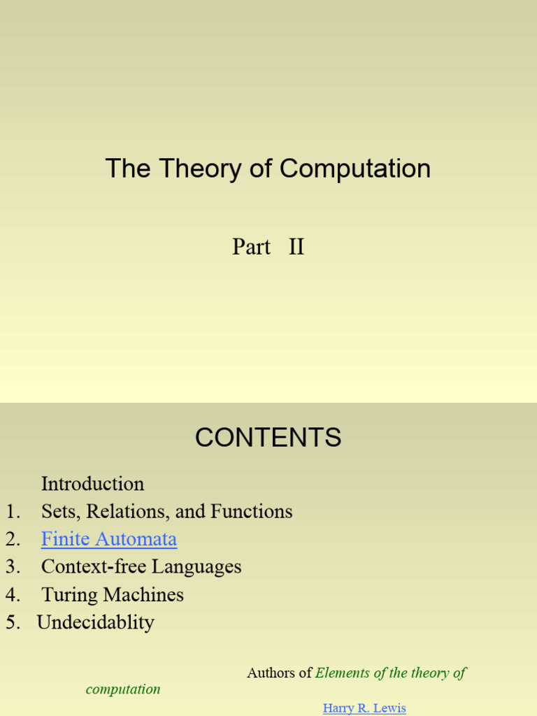 The Theory Of Computation Part Ii Pdf Formal Methods Theoretical Computer Science 