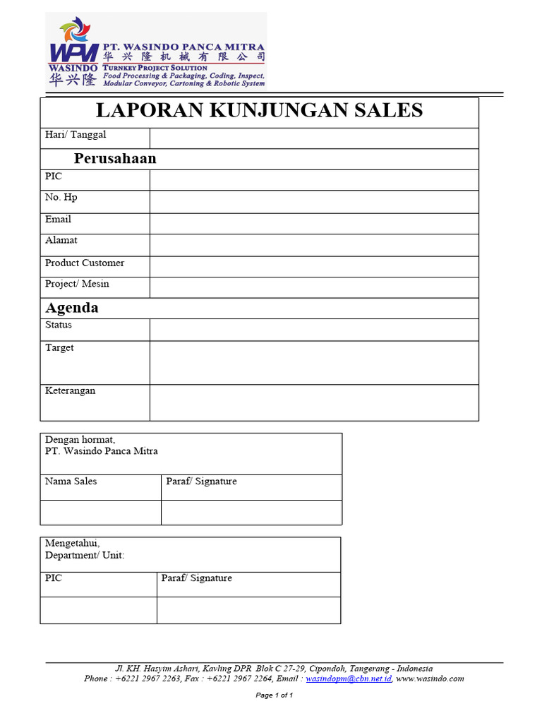 Form Kunjungan Sales | PDF | Bisnis