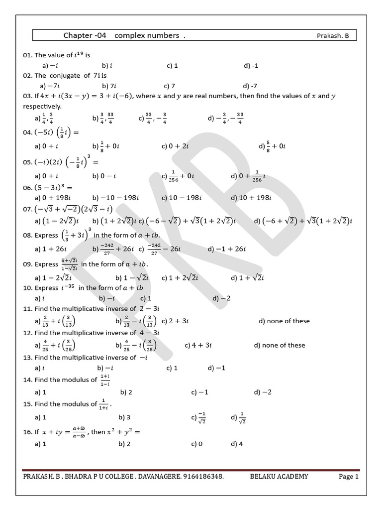 Complex Numbers New Pdf Mathematical Concepts Algebraic Structures