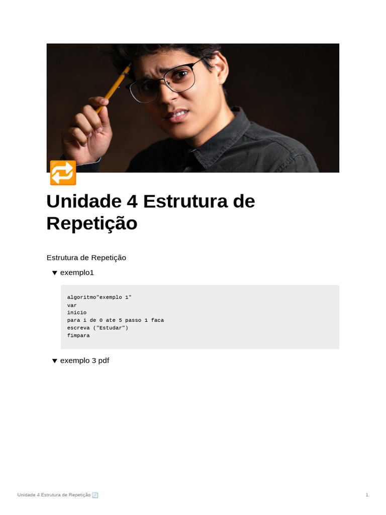 Unidade 4 Estrutura de Repetição ? | PDF