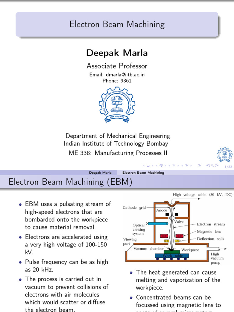 Electron Beam Machining Overview | PDF | Science & Mathematics