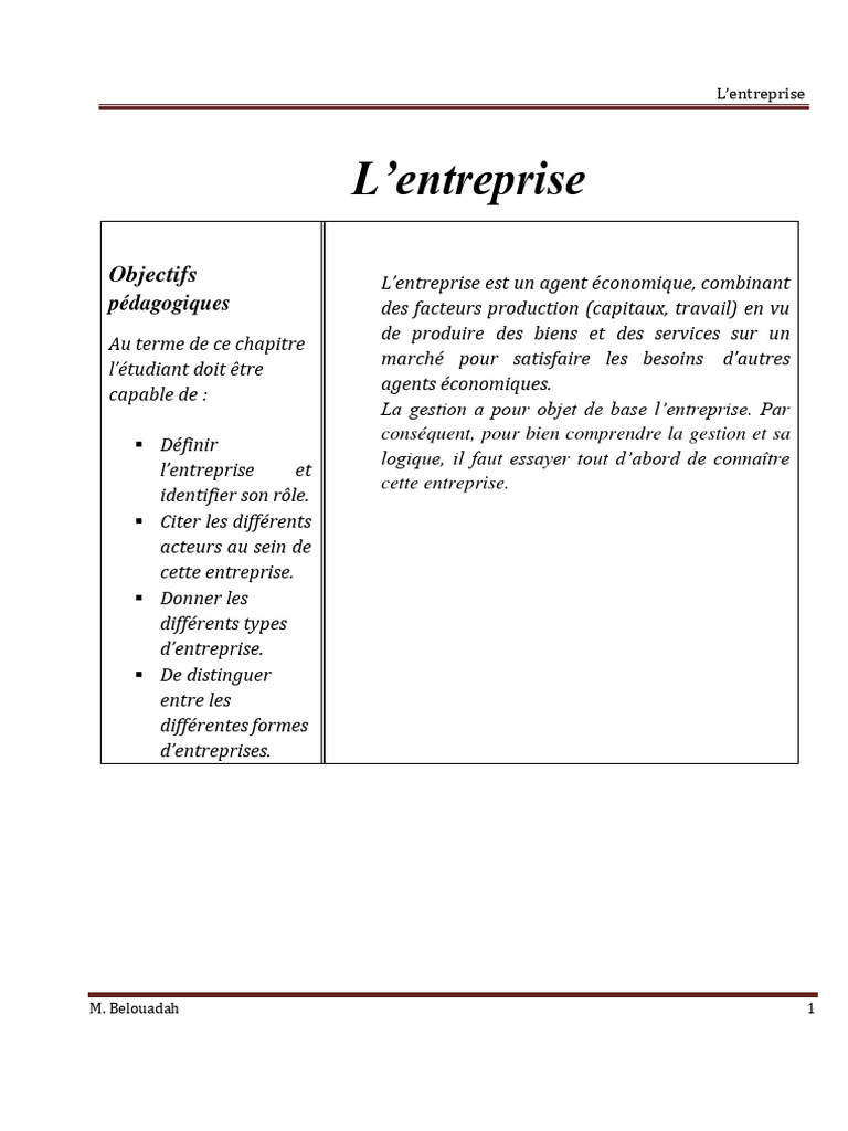 Définition et Rôle de l'Entreprise | PDF | Business | Bien (économie)