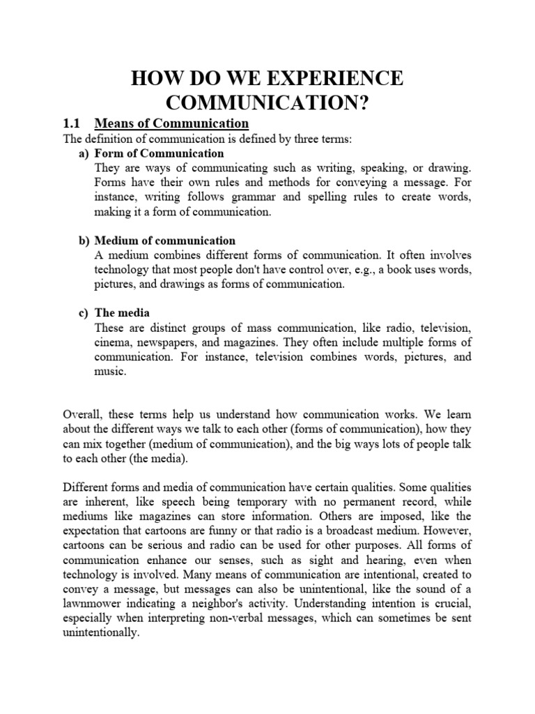 HOW DO WE EXPERIENCE COMMUNICATION - Tran Kinh Quoc | PDF ...
