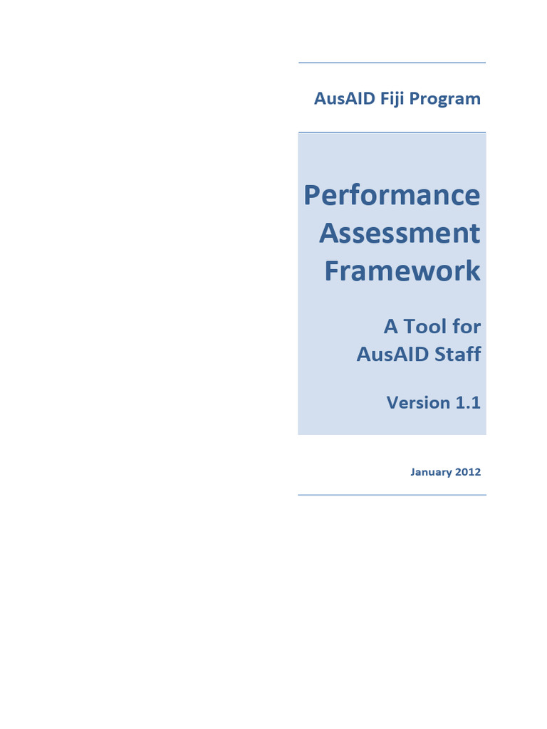 Performance Assessment Framework Ausaid Fiji 2012 | PDF | Evaluation | Aids