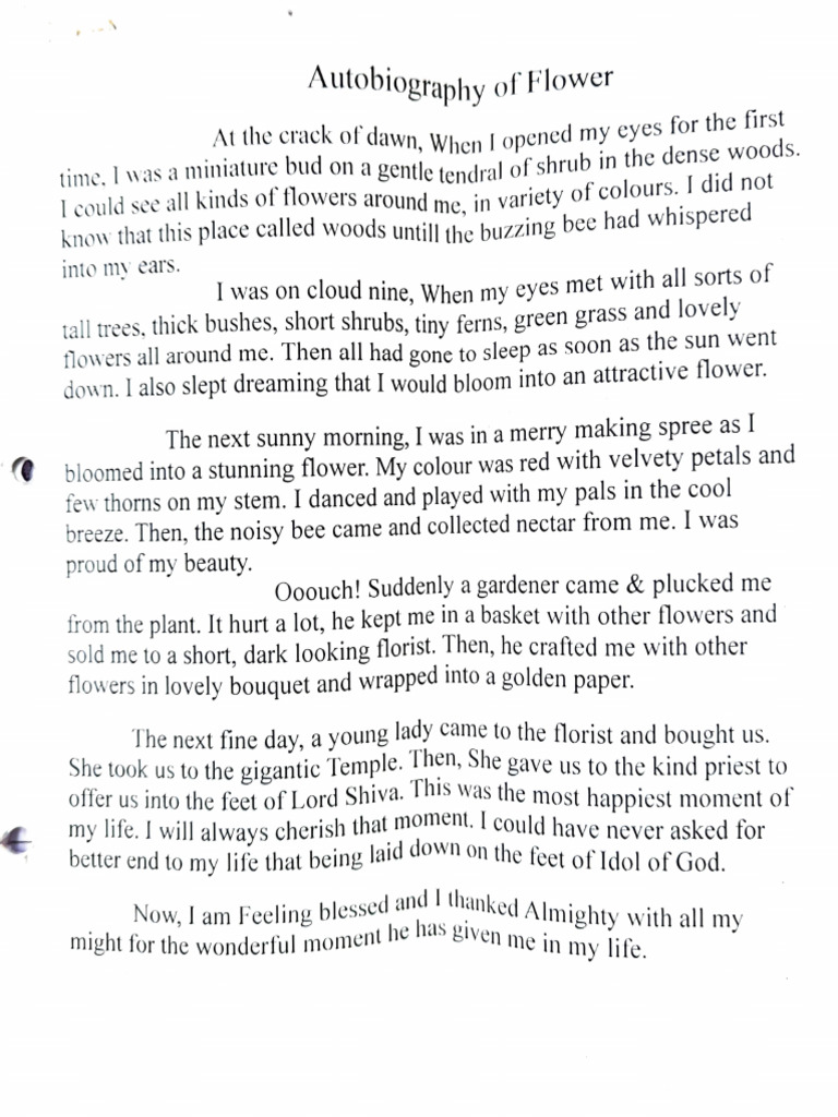 Autobiography of Flower | PDF