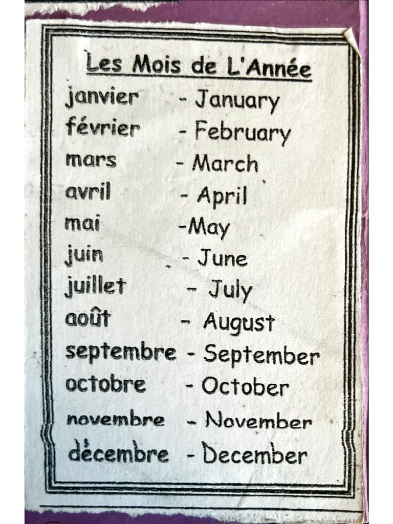 French Months of The Year | PDF
