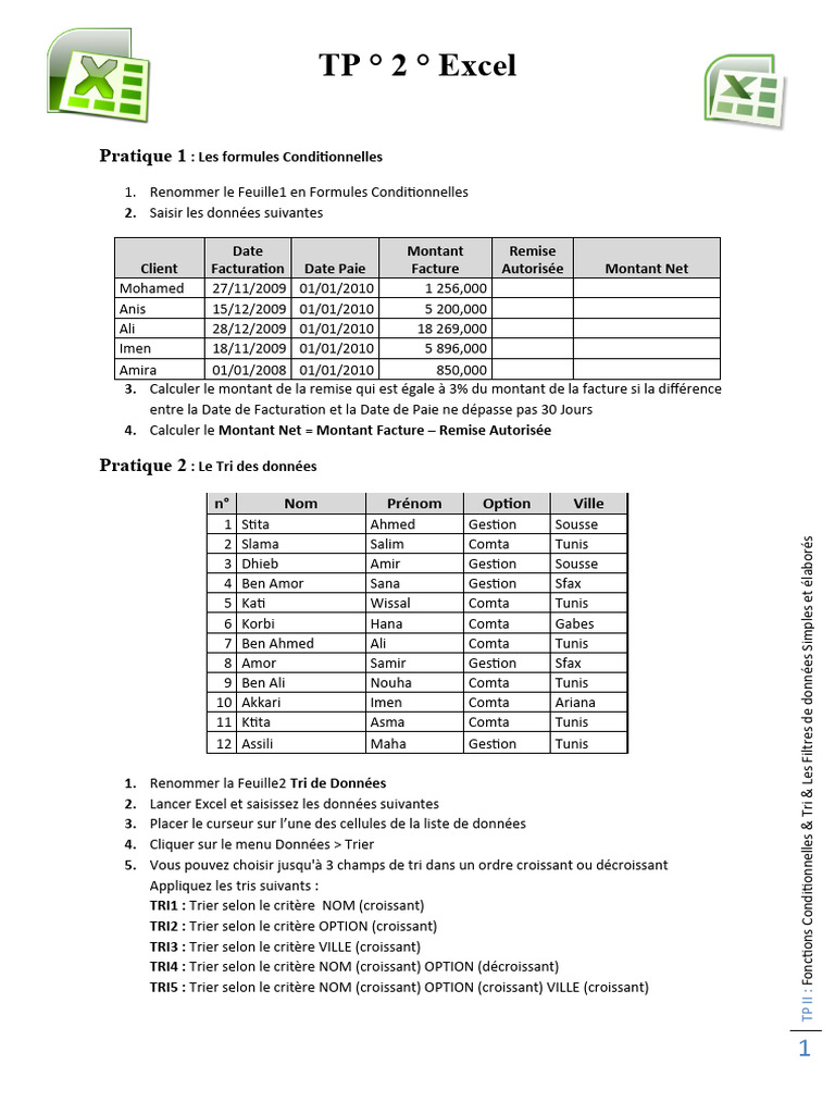 TP 2 Excel | PDF