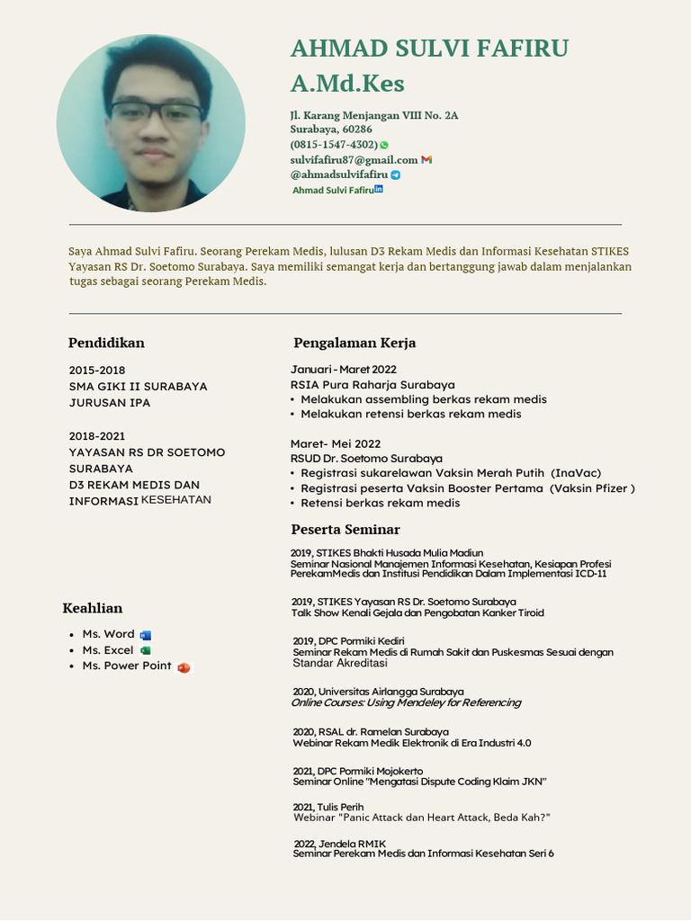 CV Ahmad Removed | PDF | Pengembangan Diri | Kesehatan Holistik