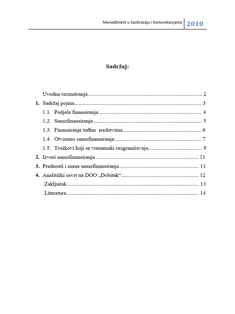 Politika Samofinansiranja Preduzeca | PDF