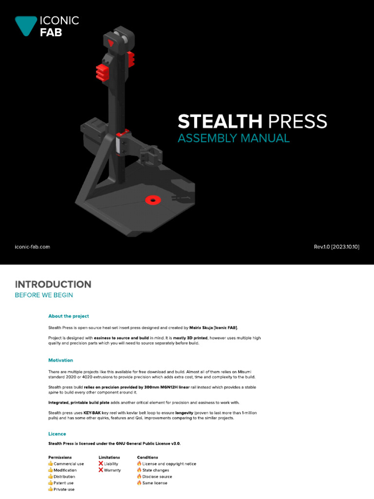 Stealth - Press - Assembly - Manual - Rev.1.0 (2023.10.10) | PDF