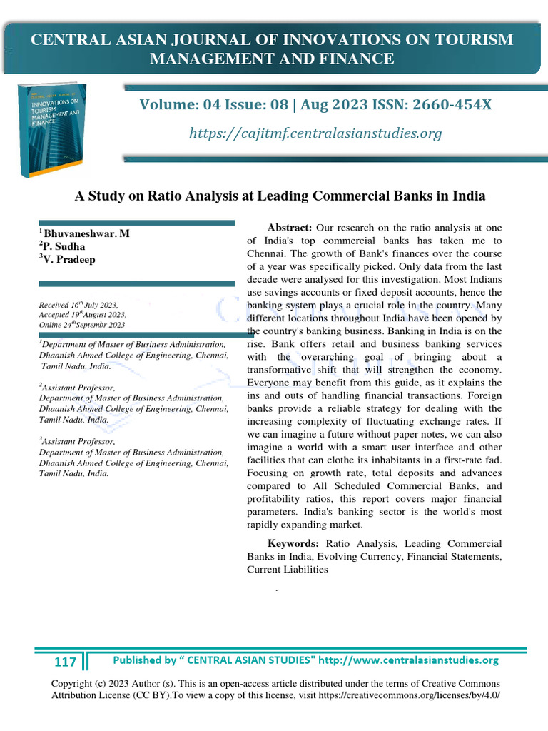 A Study On Ratio Analysis at Leading Commercial Banks in India | PDF ...