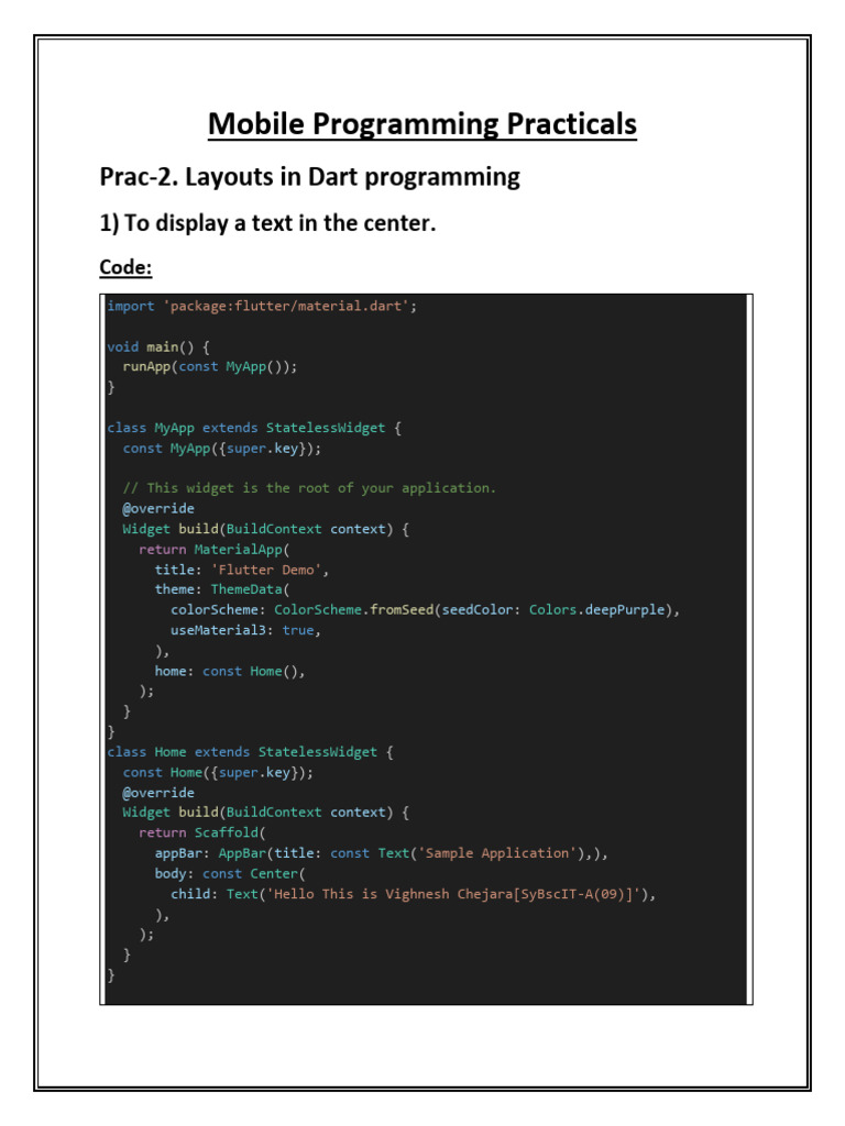 Mobile Programming Practical-2 | PDF Mobile Programming Practical-2 | PDF