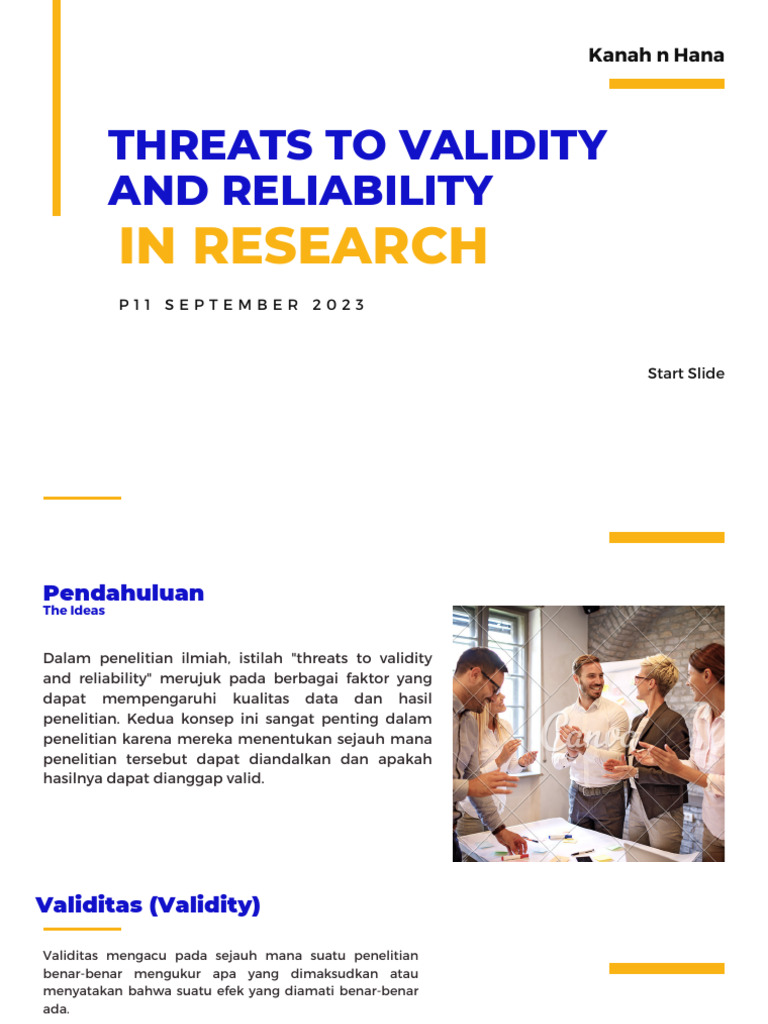 Threats To Validity and Reliability - Kanah N Hana | PDF