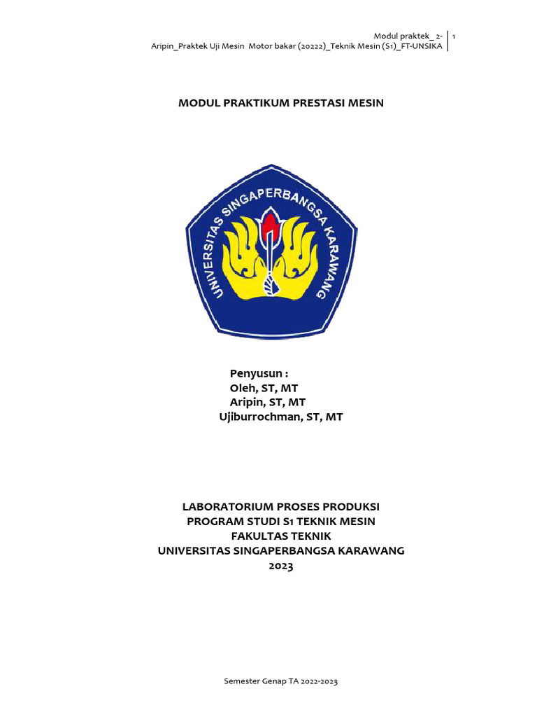 Modul Praktikum Motor Bakar-Unsika | PDF