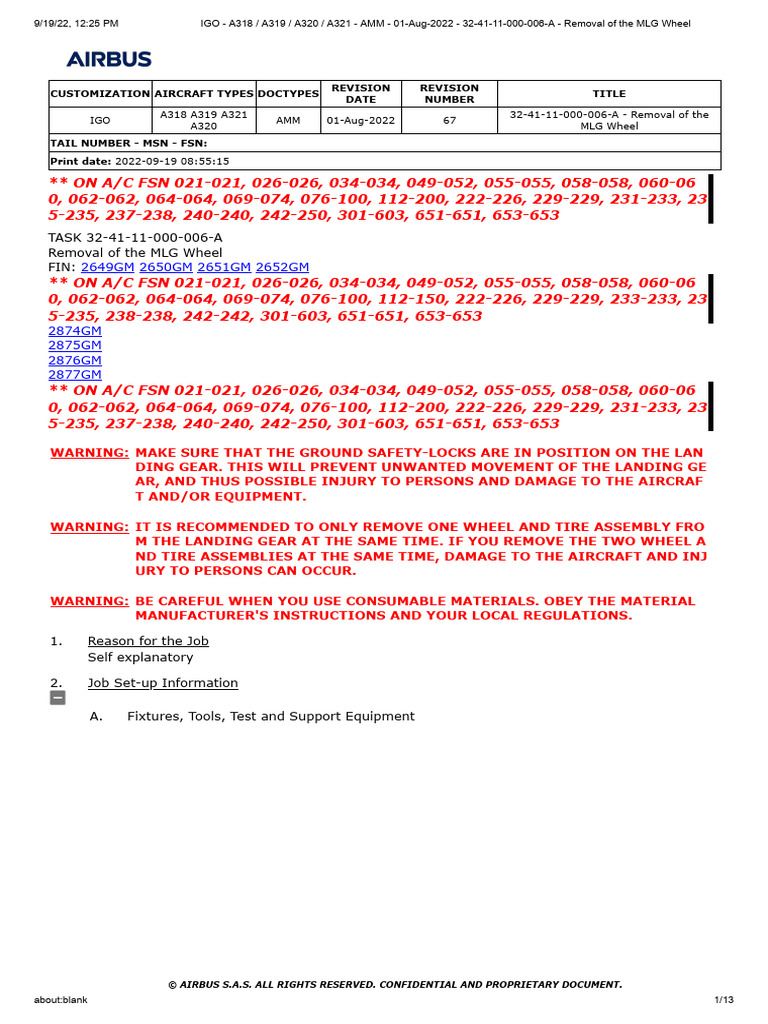 32-41-11-000-006-A - Removal of The MLG Wheel | PDF | Axle | Jet Aircraft