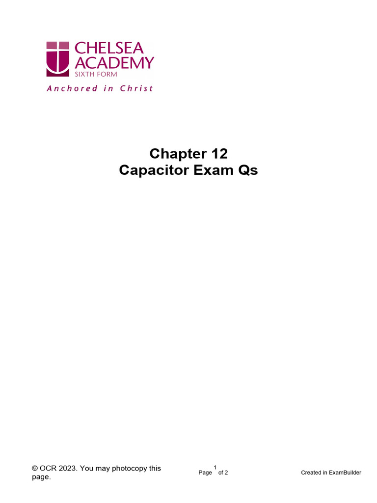 OCR Capacitor Equations - Complete | PDF