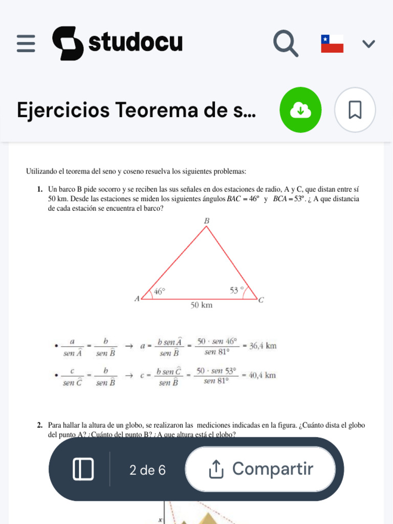 Ejercicios Teorema de Seno y Coseno - LEY DEL SENO Y DEL COSENO Ley de ...