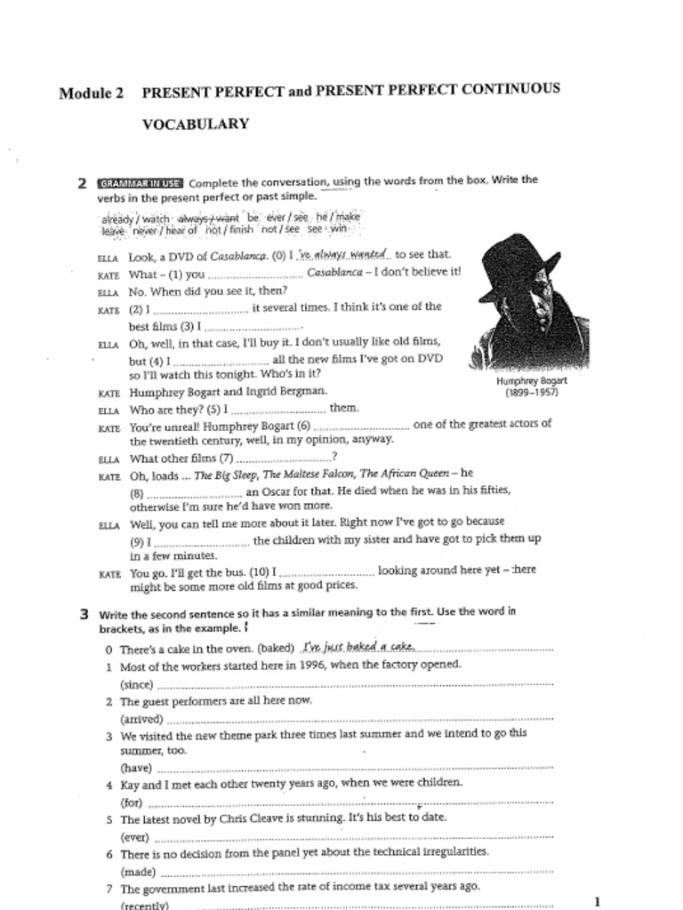 Module 2 PRESENT PERFECT, PRESENT PERFECT CONTINUOUS and VOCAB | PDF