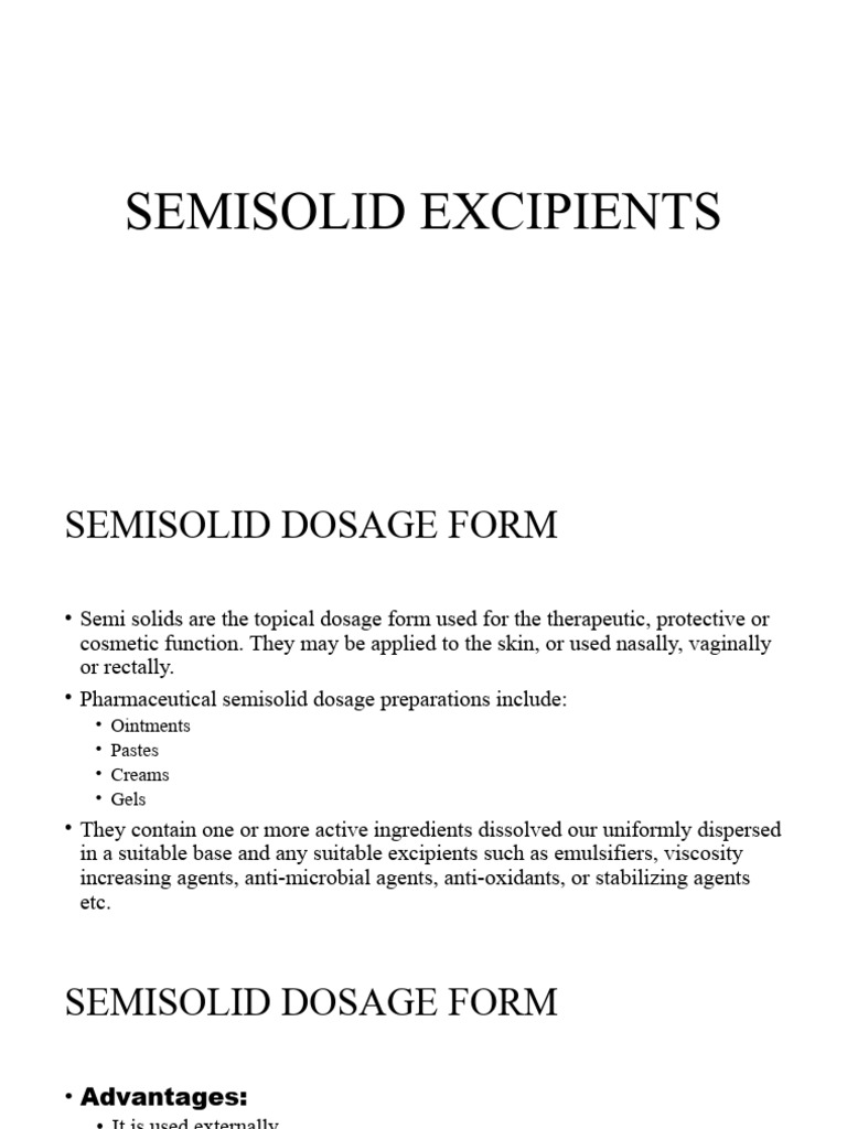 Semisolid Excipients | PDF | Topical Medication | Emulsion