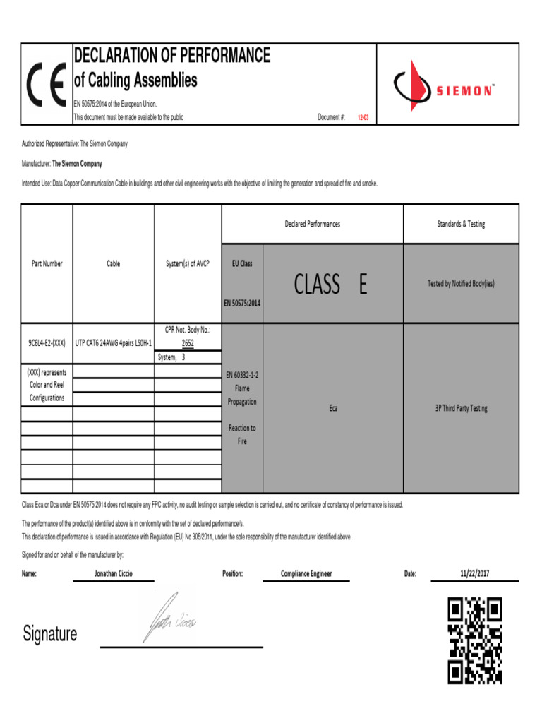DoP - 12 03 - 9C6L4 E2 (XXX) | PDF