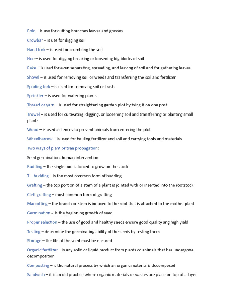 Tle Reviewer 3 | PDF | Grafting | Seam (Sewing)