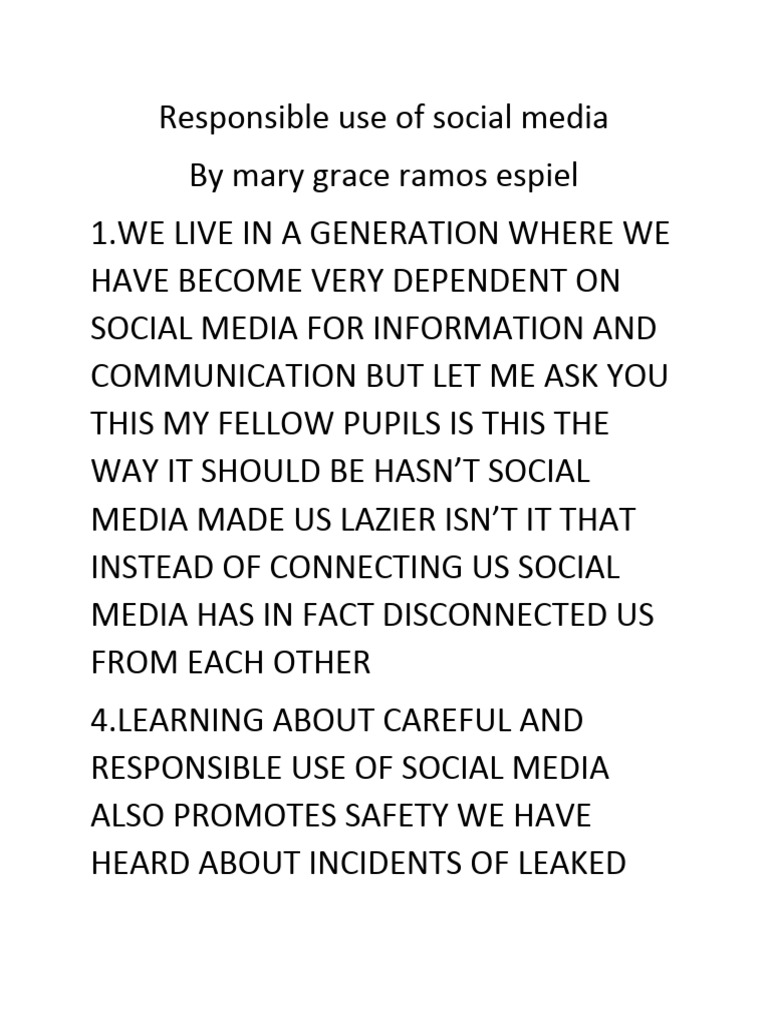 Responsible Use of Social Media | PDF