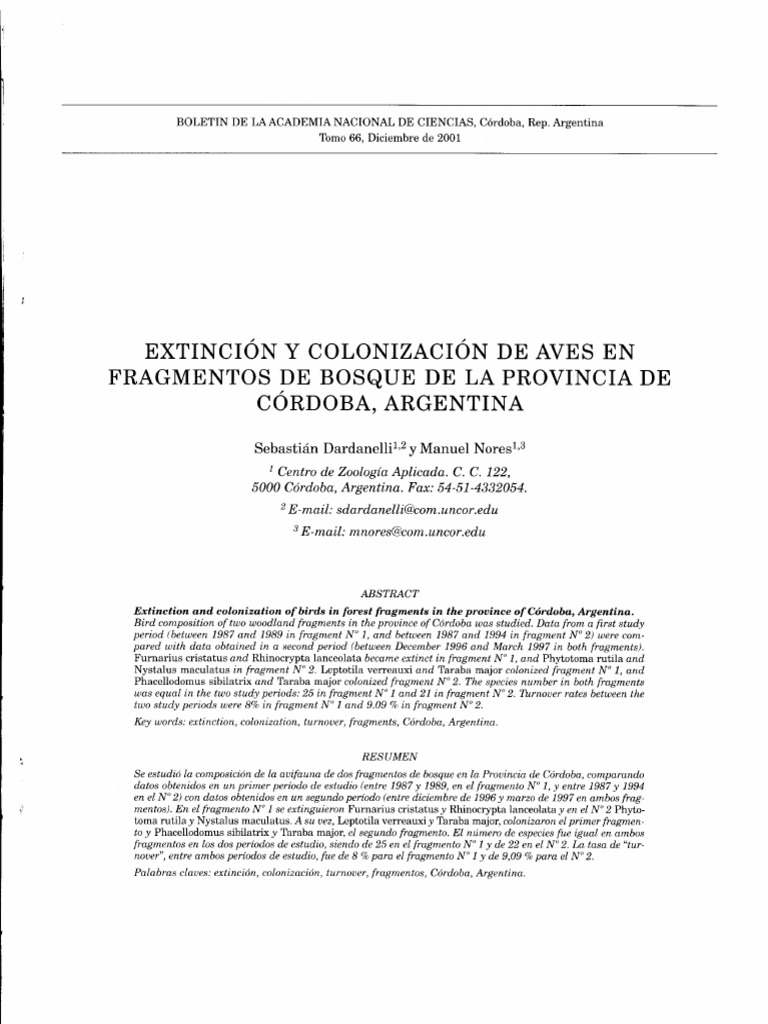 Dardanelli & Nores 2001 | PDF