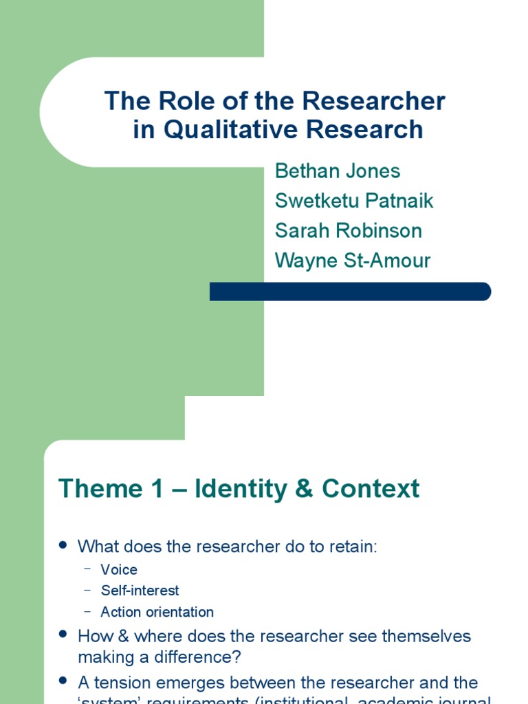 Role of Researcher | PDF