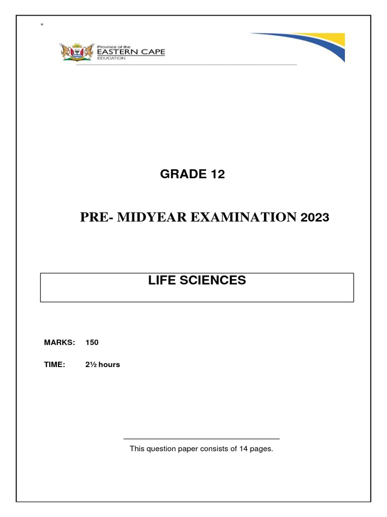 Life Sciences Pre Mid - Year Exam 2023 QP | Download Free PDF ...
