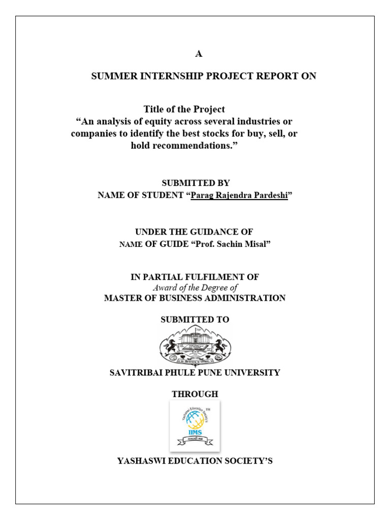 Format of SIP Report | PDF