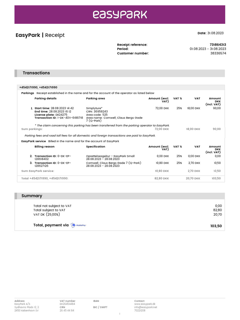 Receipt BI 731864313 | PDF