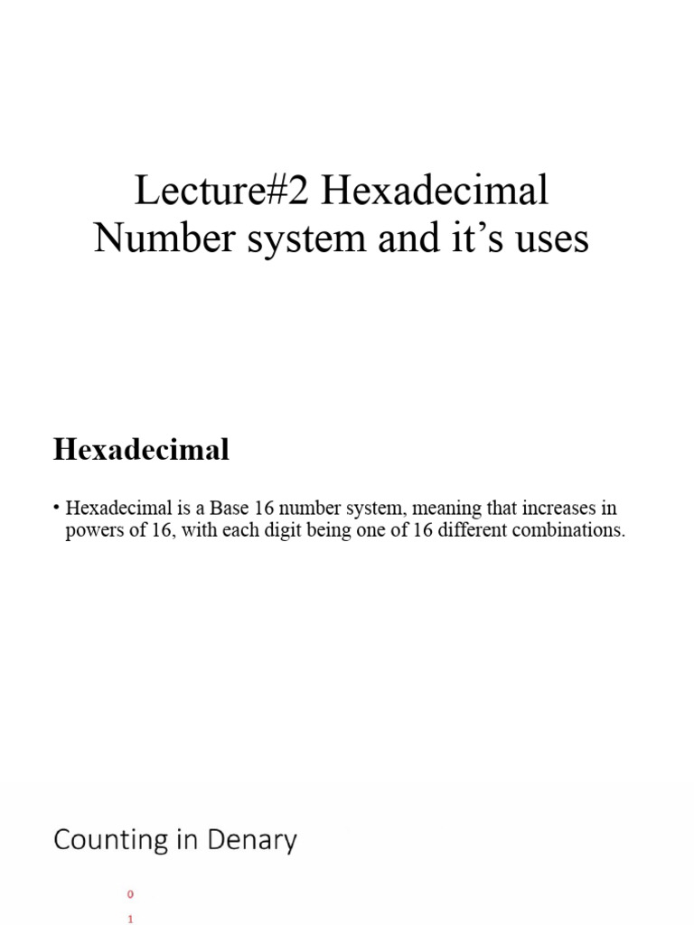 Lecture#2 Hexadecimal Number System | PDF